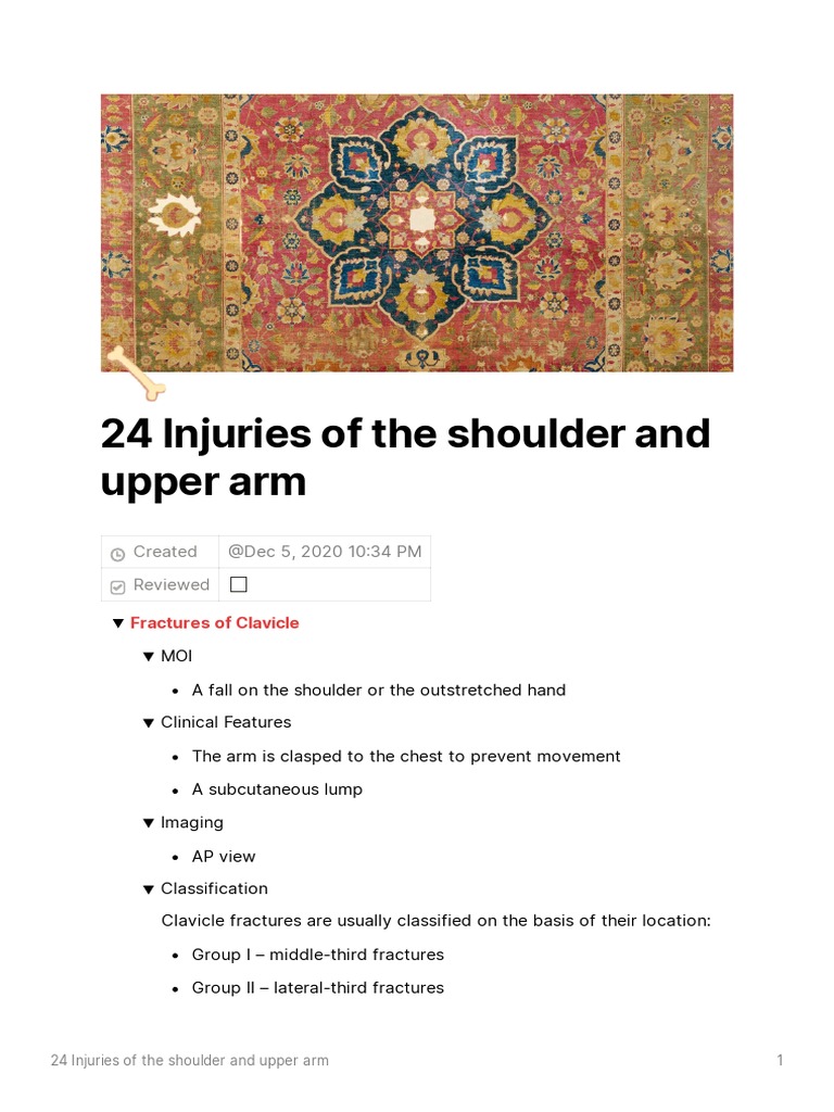 24 Injuries of The Shoulder and Upper Arm: Created Reviewed | PDF ...