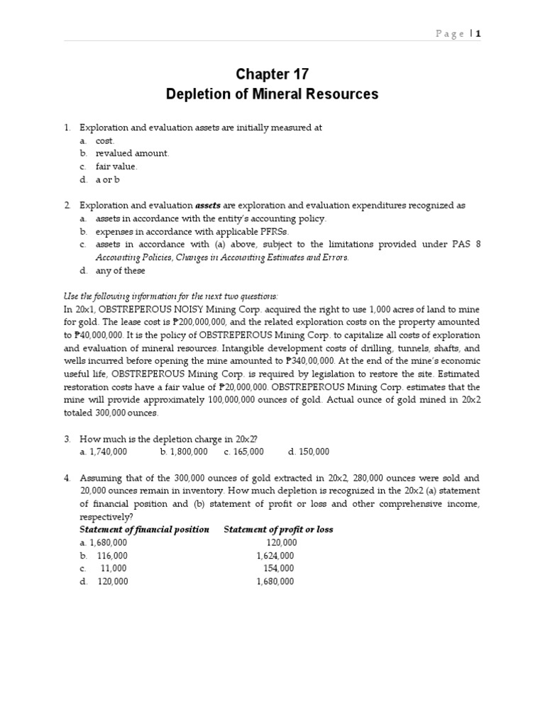 Chapter 17 - Depletion of Mineral Resources | PDF | Mining | Fair Value