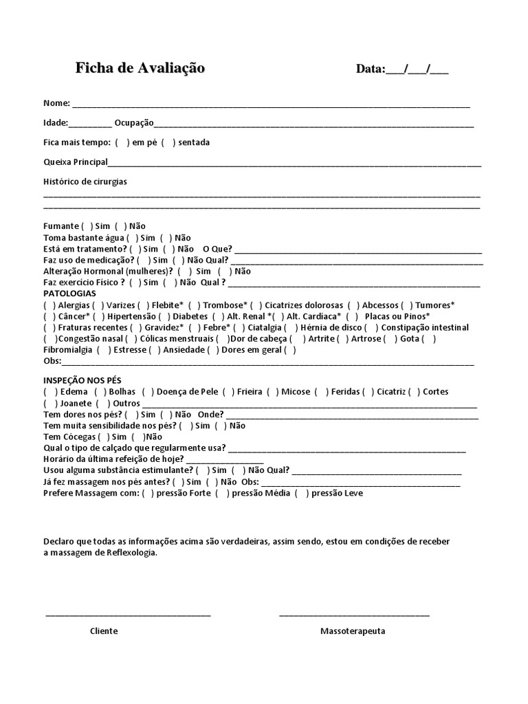 Ficha de Anamnese | PDF | Dor | Medicina Clínica