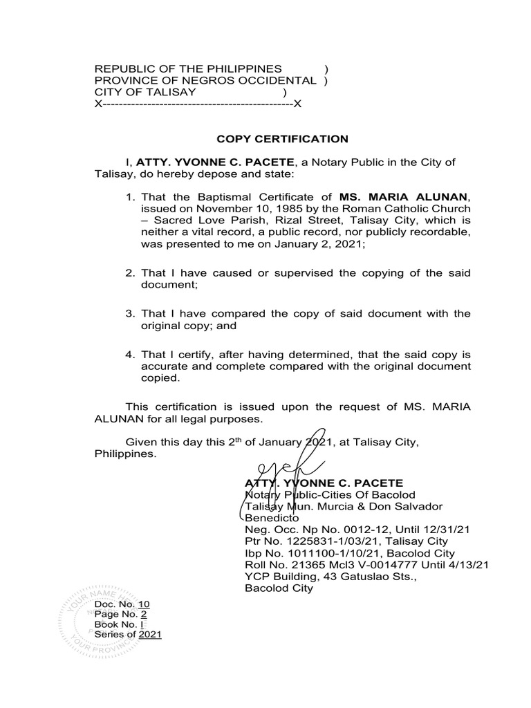 Sample Notarized Document Philippines | PDF | Social Science | Law