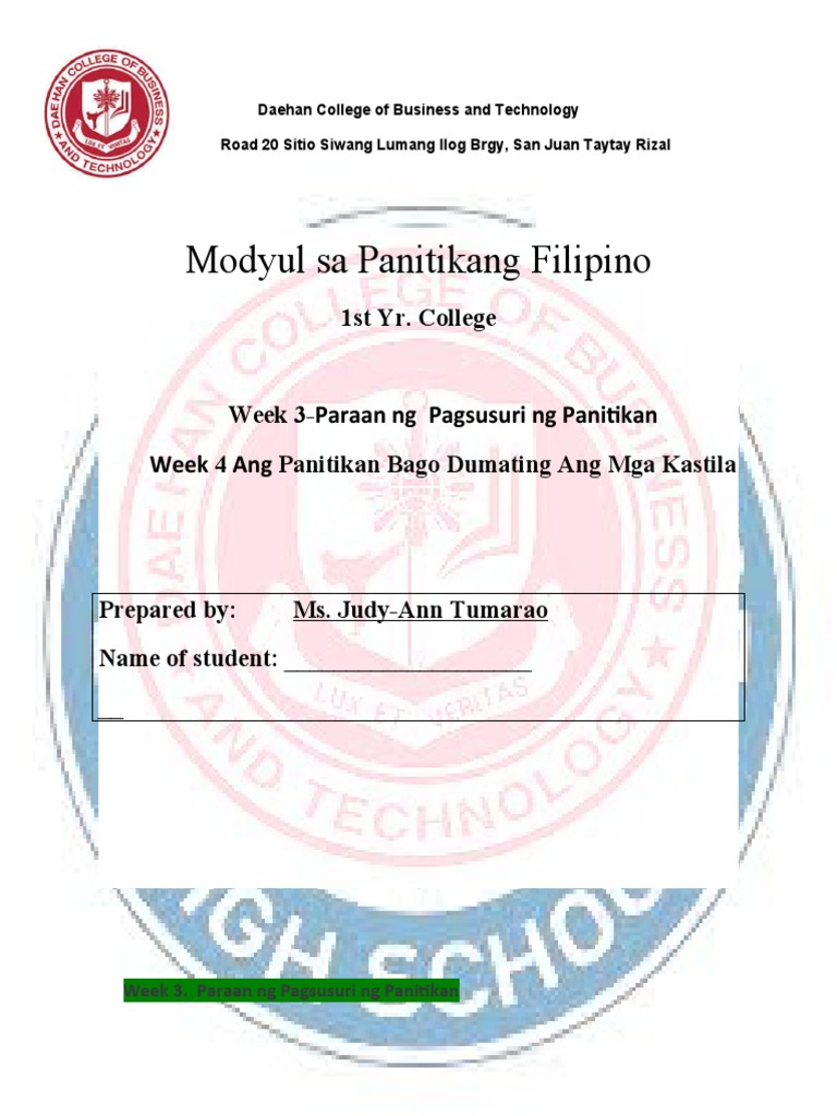 Week 3-4 Panitikang Filipino | PDF