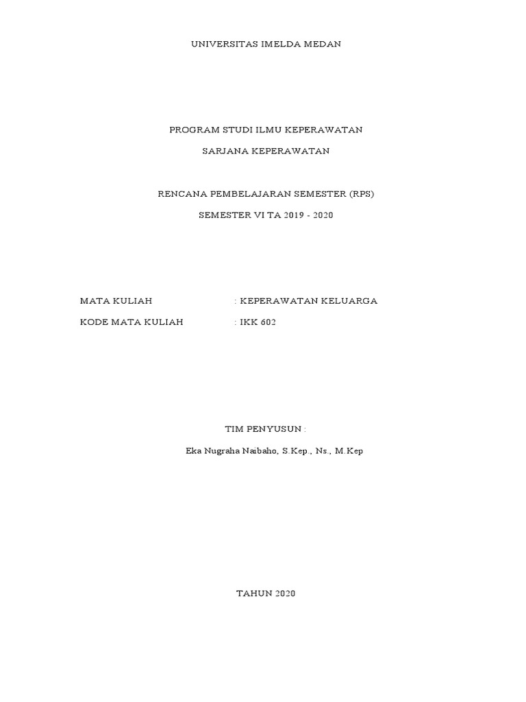 Revisi RPS Keperawatan Keluarga | PDF | Pengembangan Diri