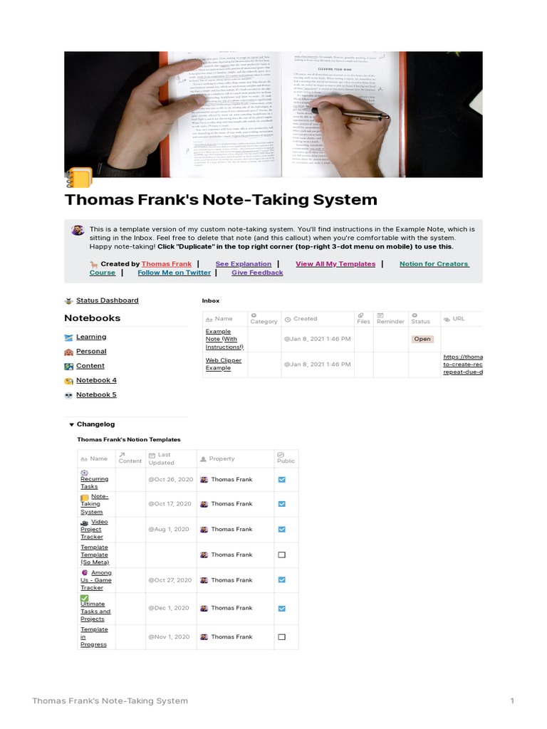 Thomas Franks Note-Taking System | PDF | Software | Computing