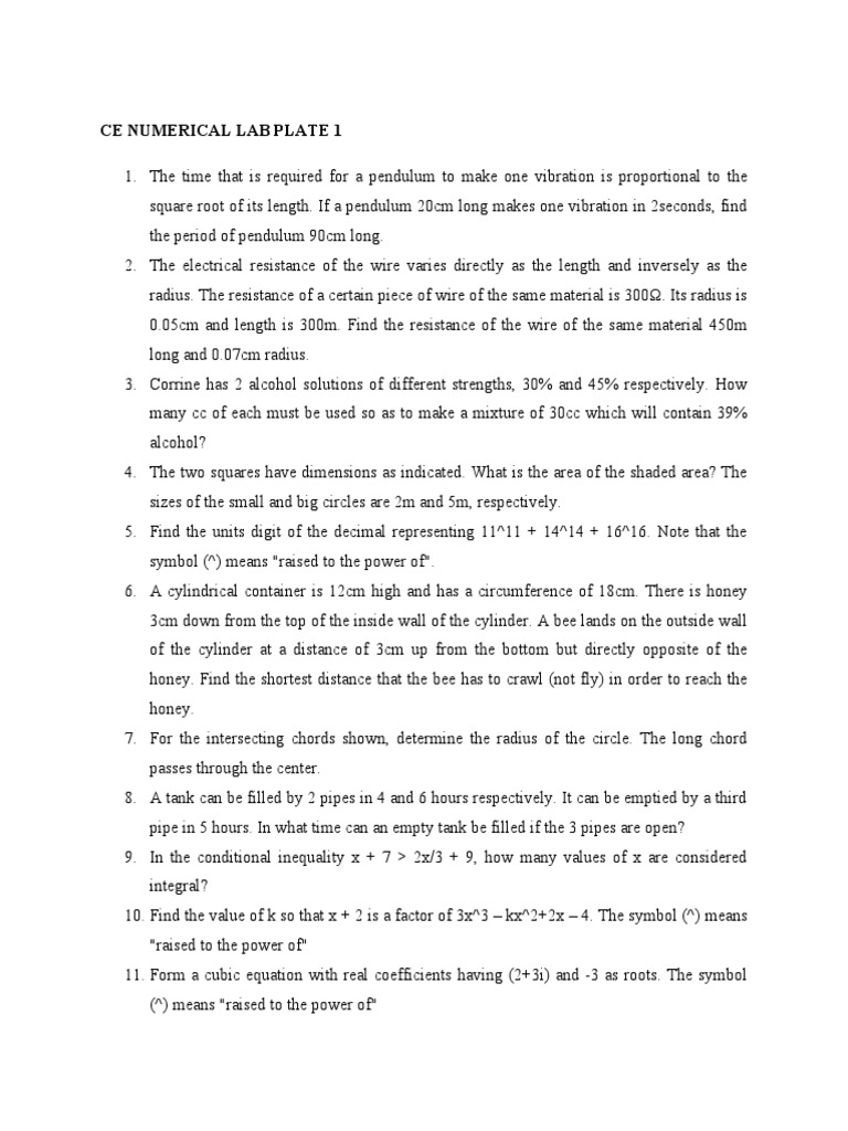 Ce Numerical Lab Plate 1 | PDF | Sphere | Geometric Measurement