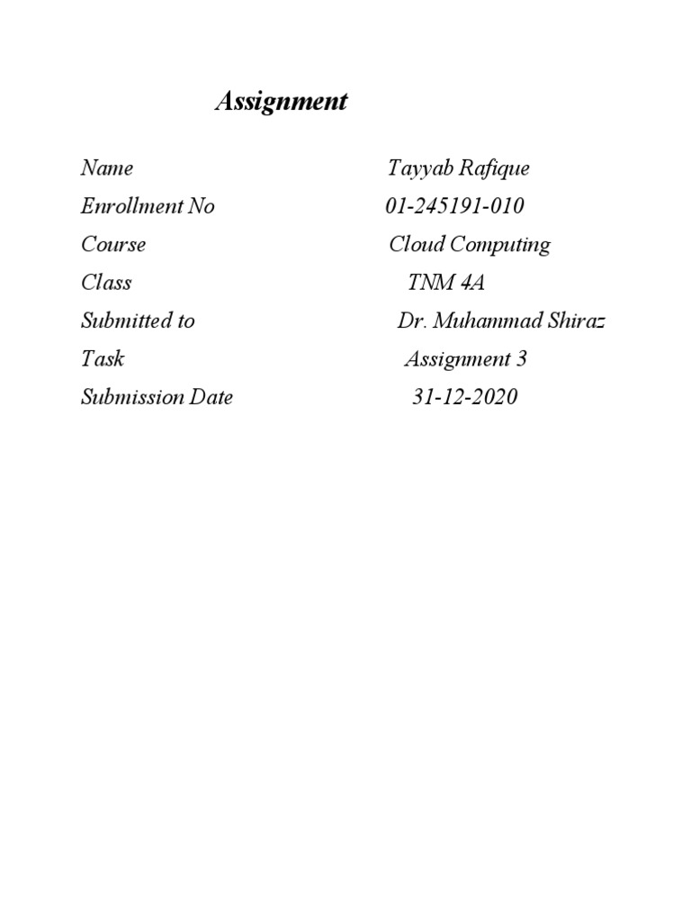 Cloud Computing Assignment | PDF | Cloud Computing | Virtual Machine