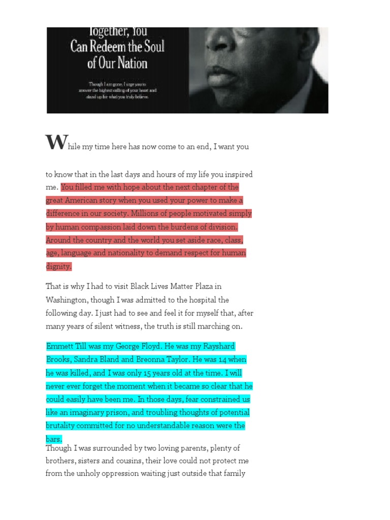 John Lewis Together You Can Redeem The Soul of Our Nation | PDF | Peace