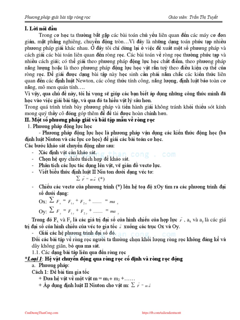 Vat Ly 1 - Ly Anh Tu - Bai Tap Ve Rong Roc | PDF