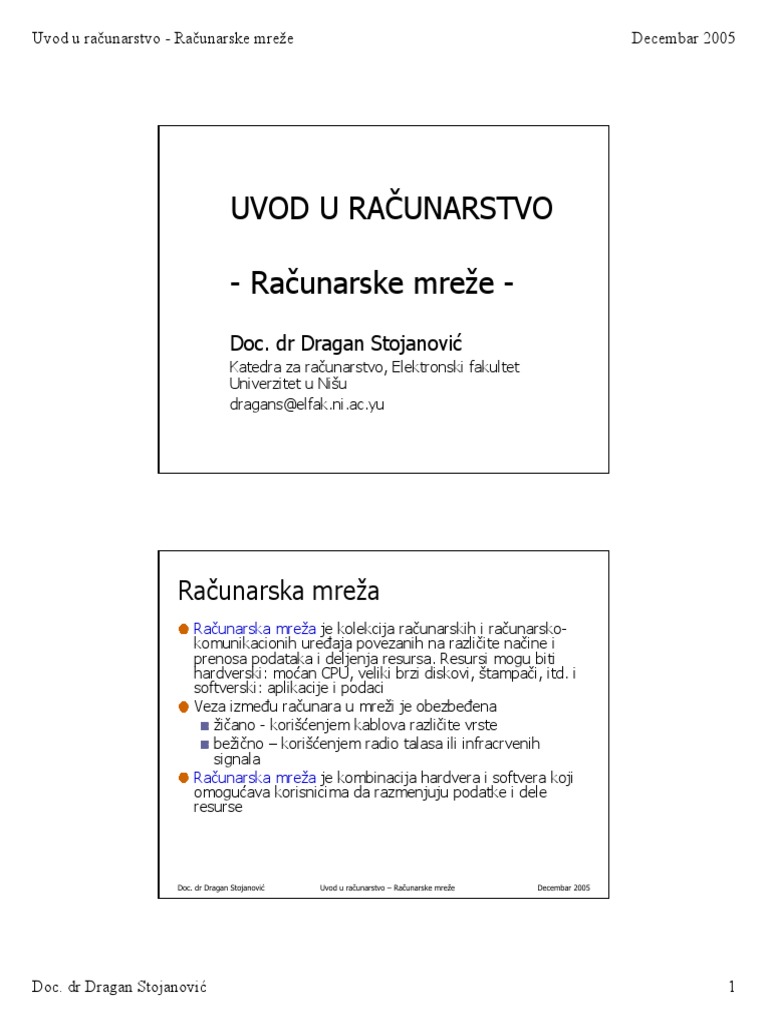Uvod U Racunarske+Mreze | PDF