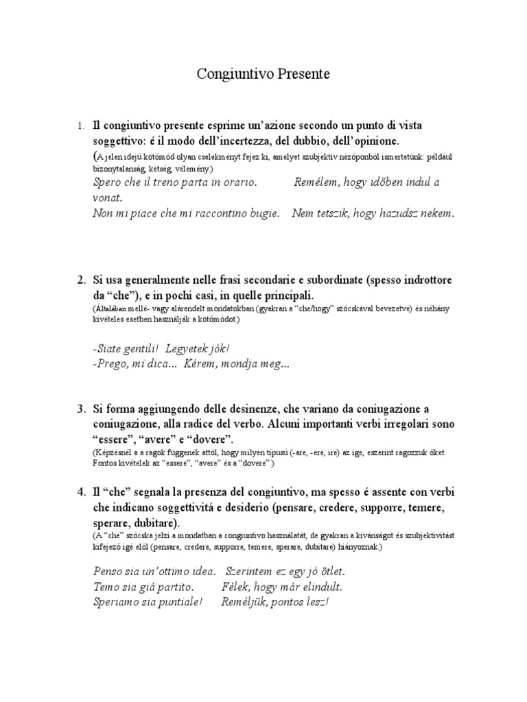 Congiuntivo Presente | PDF