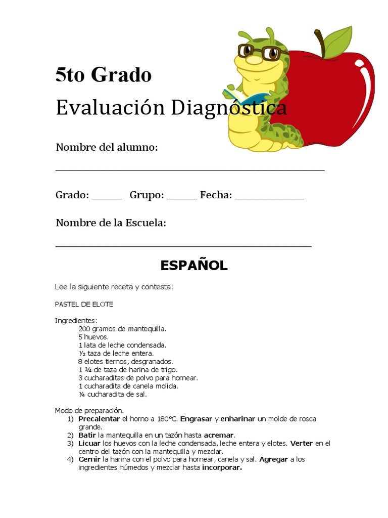 Evaluaciòn Diagnóstica para 5º Grado | PDF | Lingüística