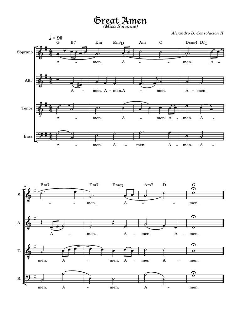 Musical Score for "Great Amen | PDF | Choral Music | Pitch (Music)