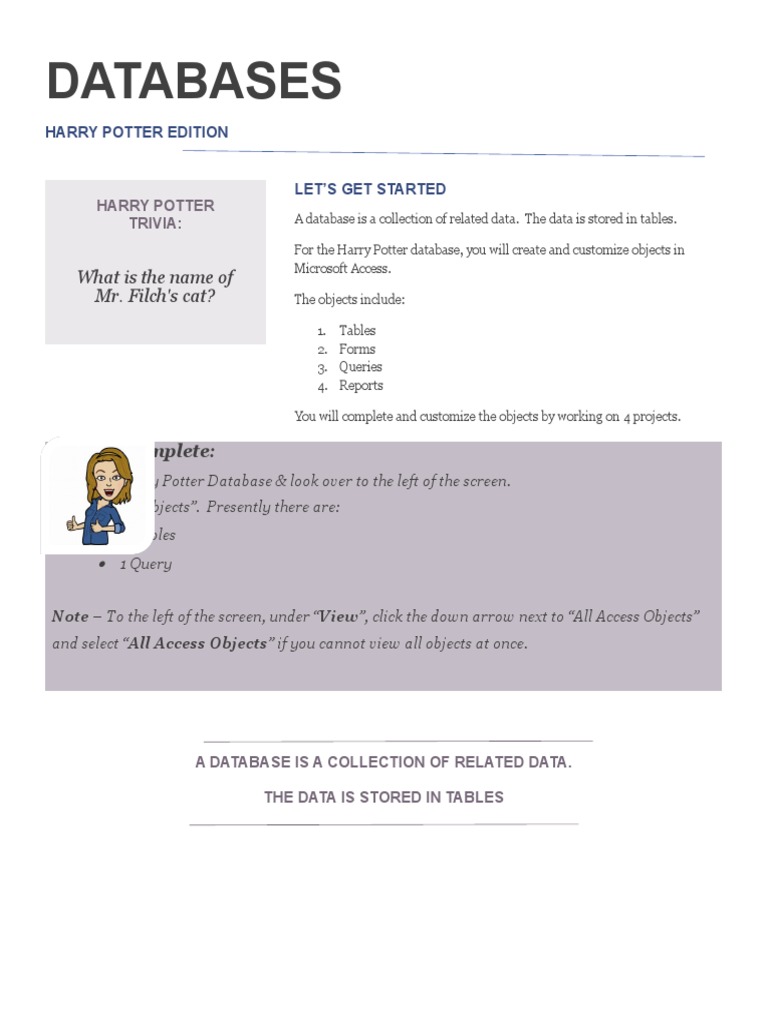 Harry Potter Database Instructions X | PDF | Databases | Table (Database)