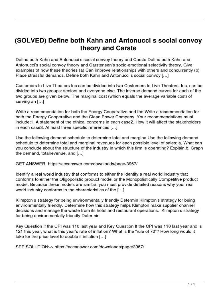 Social Convoy and Emotional Selectivity Theories | PDF | Marginal Cost ...