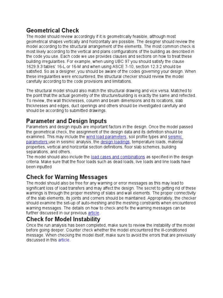Structure Analysis Cheks | PDF | Geometry | Shear Stress
