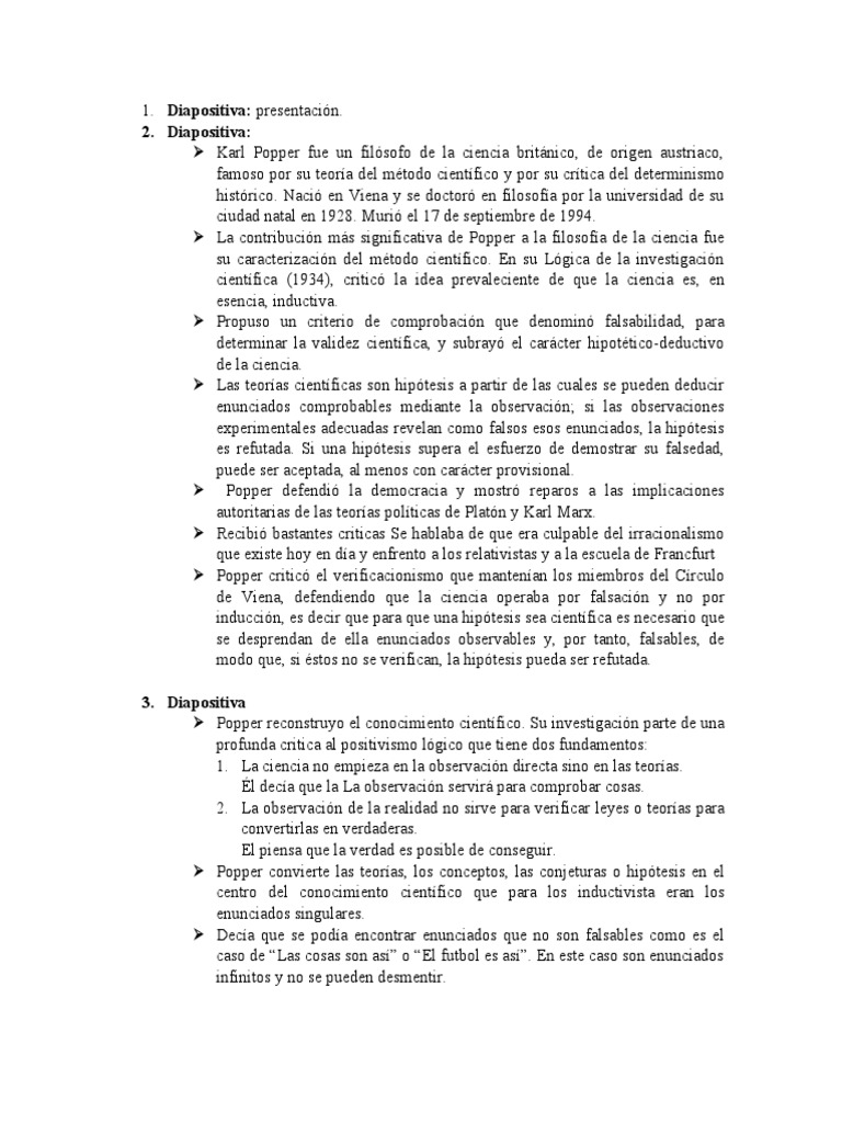 Falsacionismo Presentacion | PDF | Karl Popper | Falsificabilidad