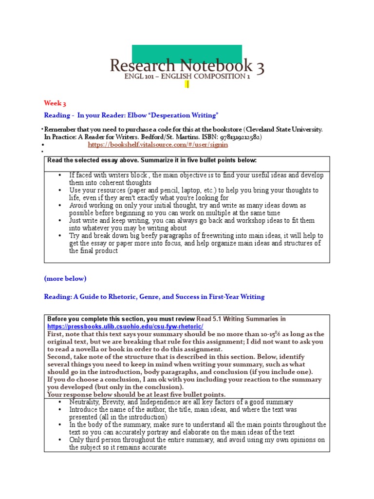Week 3 English Composition Summary Guide | PDF | Essays | Writing
