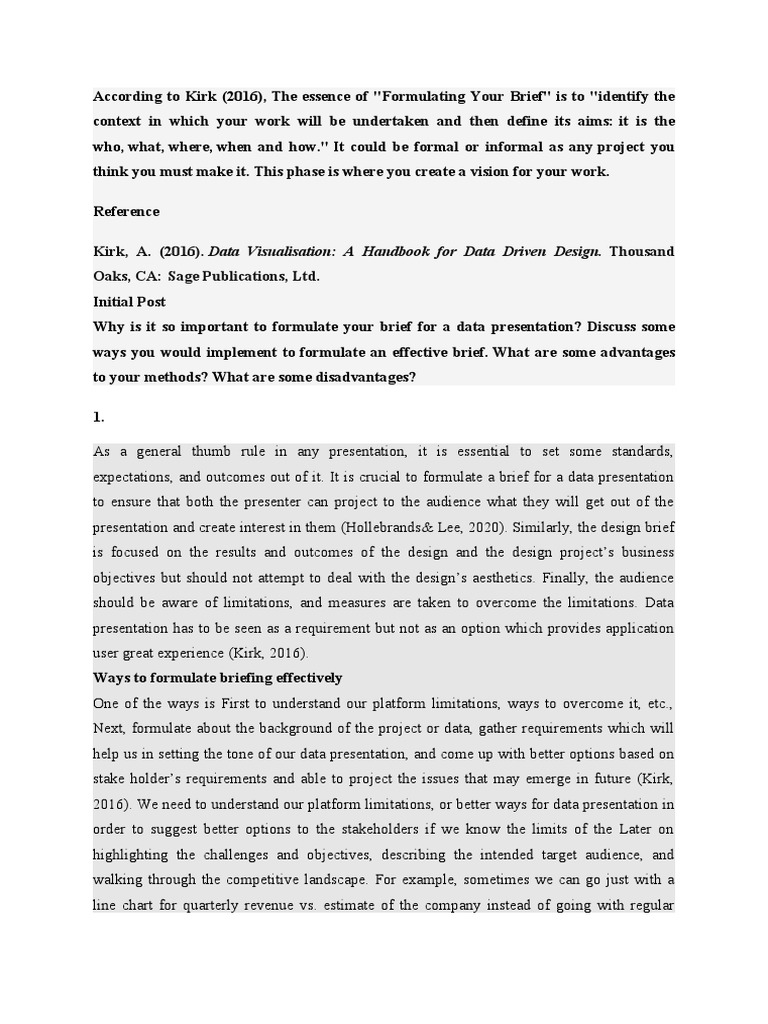 Discussion 3 - Formulating The Brief | PDF | Business