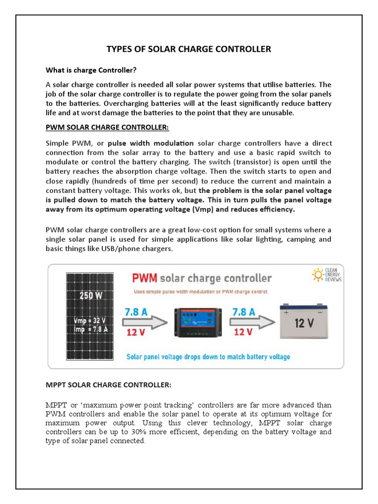 Types of Solar Charge Controller | PDF | Battery Charger | Solar Panel