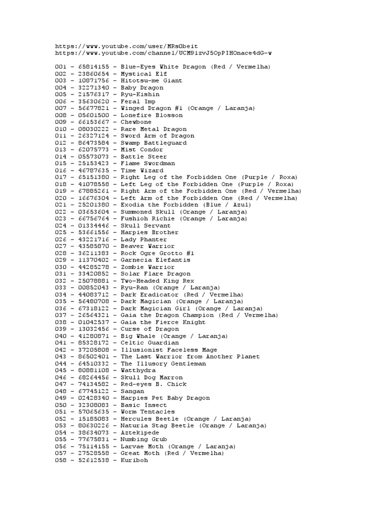 Passwords Yu-Gi-Oh! - FM2 | PDF | Dragon