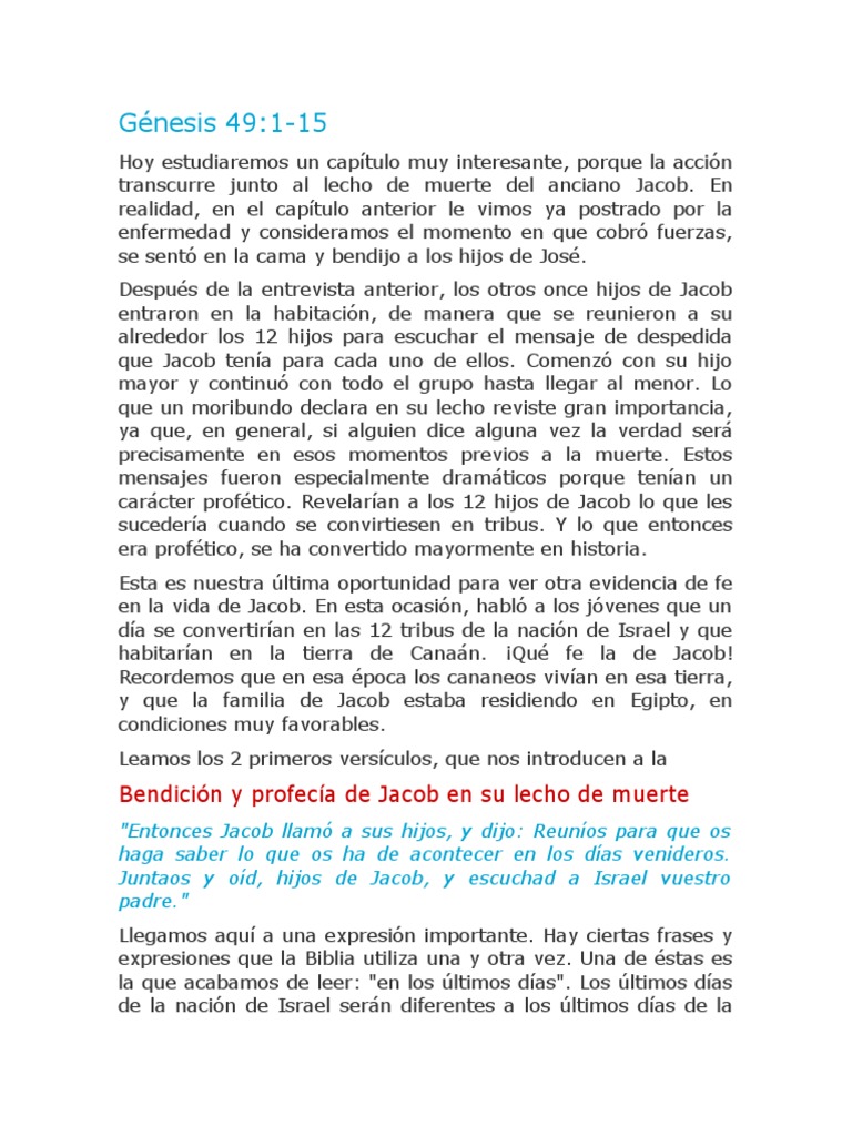 Génesis 49 | PDF | Jacob | Cristo (título)