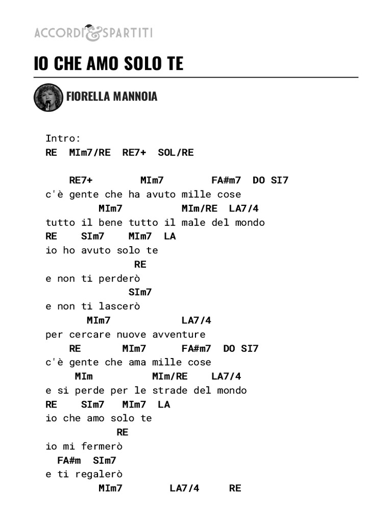 Io Che Amo Solo Te | PDF