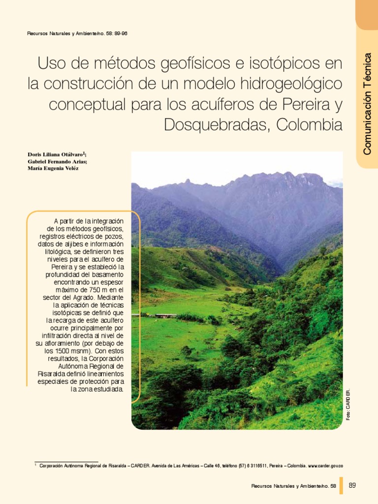 Modelado hidrogeológico en Pereira, Colombia | PDF | Agua subterránea ...