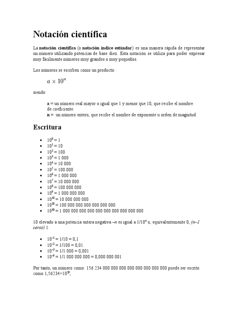Notación Científica | PDF | Exponenciación | Multiplicación