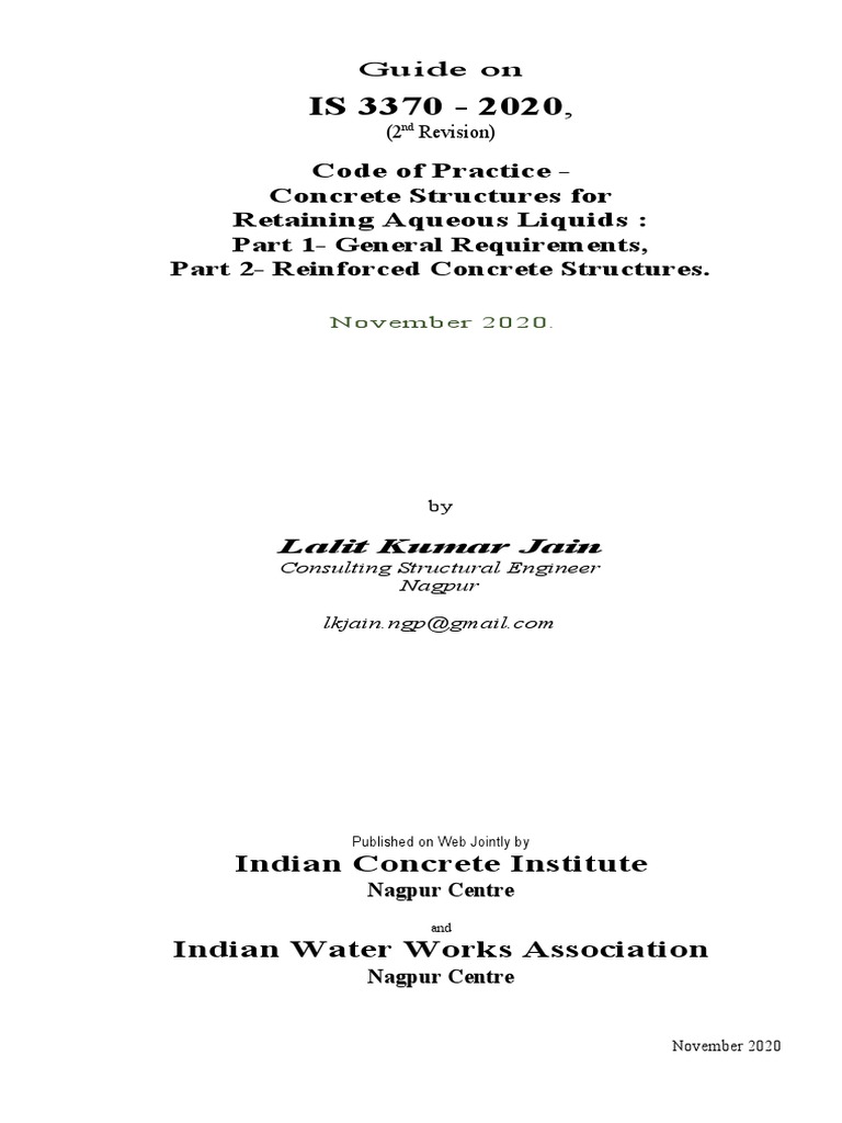 Code of Practice - Concrete Structures For Retaining Aqueous Liquids ...