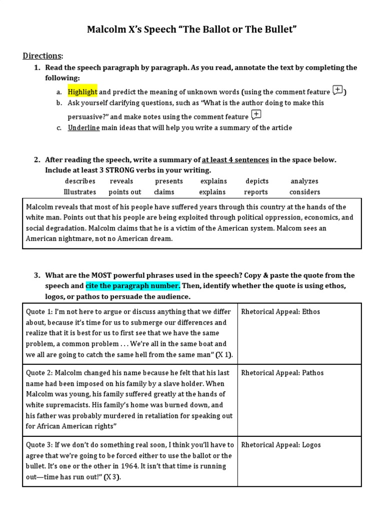 Malcolm X Speech Analysis | PDF | Linguistics | Cognitive Science