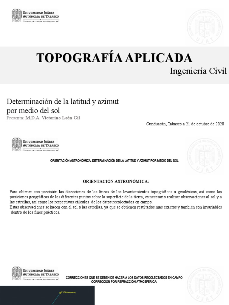 21 10 2020 - Determinación - Latitud Azimut Por El Sol | PDF | Azimut | Dom
