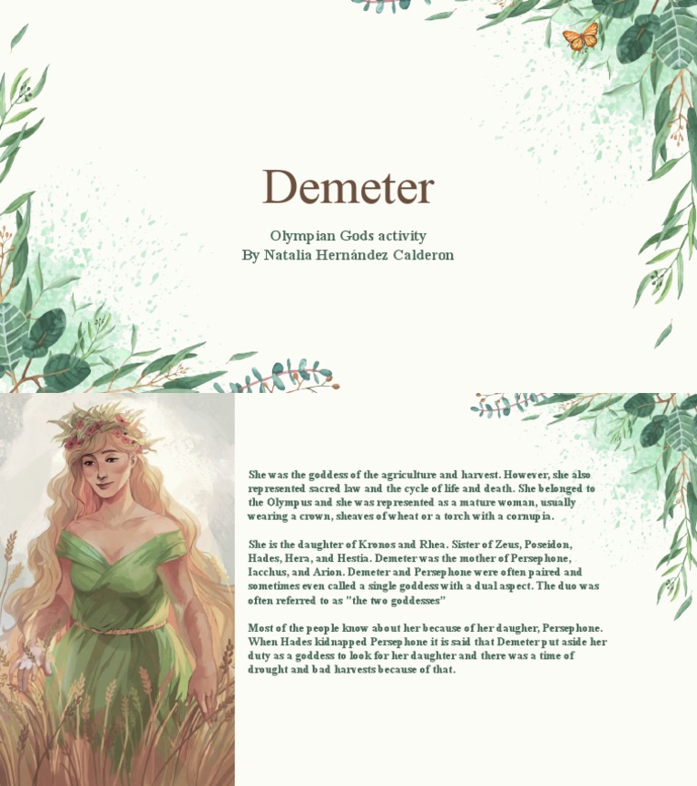 Demeter: Olympian Gods Activity by Natalia Hernández Calderon | PDF ...