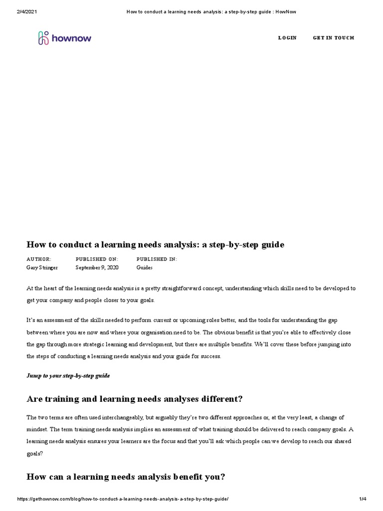 How To Conduct A Learning Needs Analysis - A Step-By-Step Guide ...