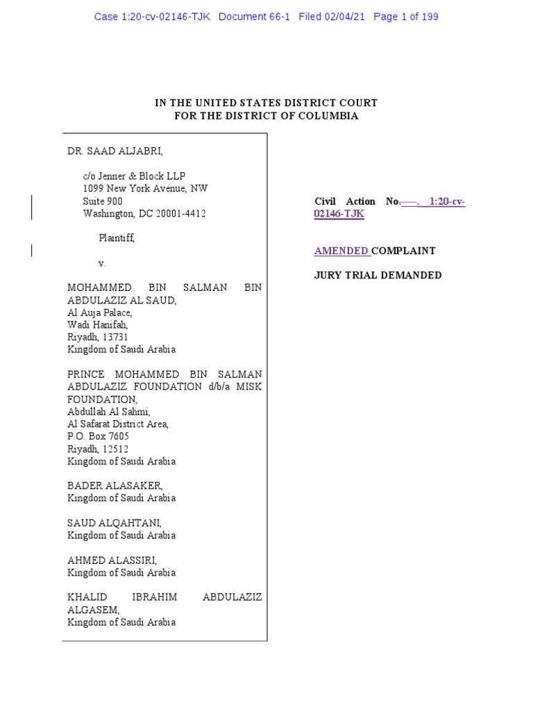 Saad Al-Jabri Amended Lawsuit | PDF | Salman Of Saudi Arabia | House Of ...
