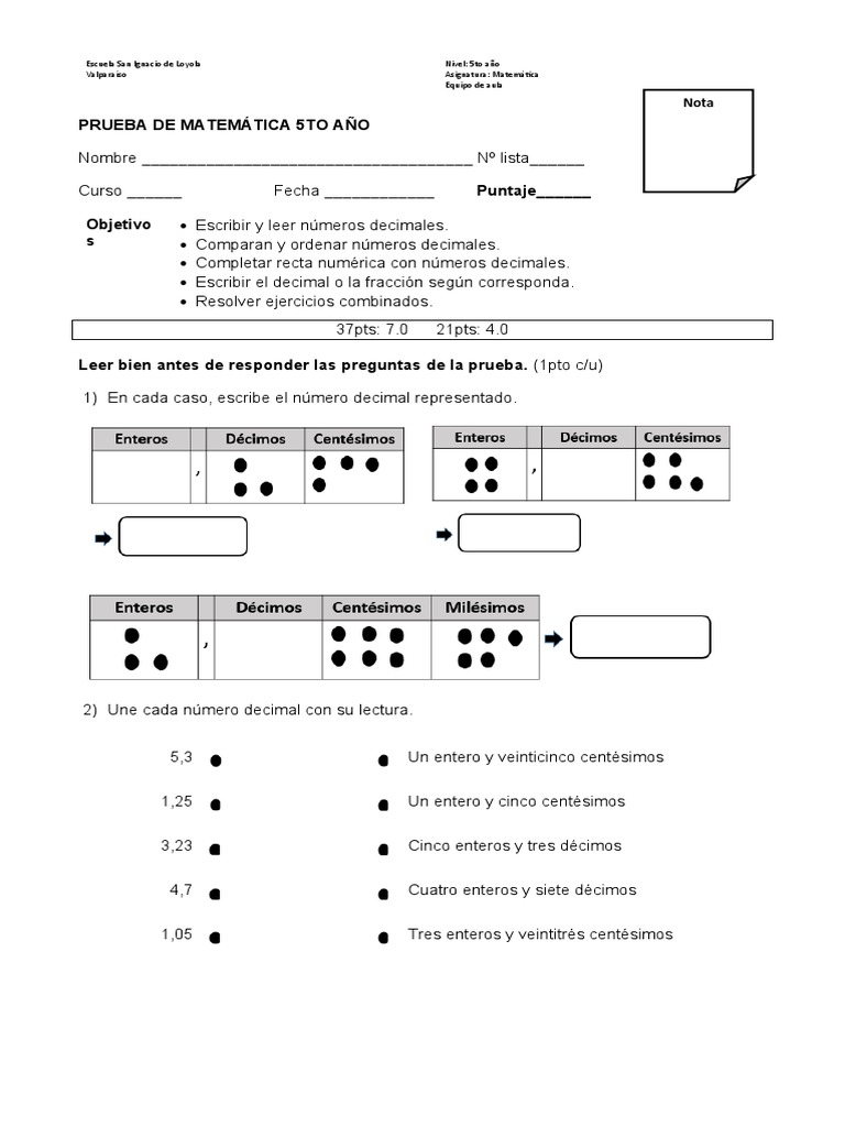 DECIMALES 5to | PDF