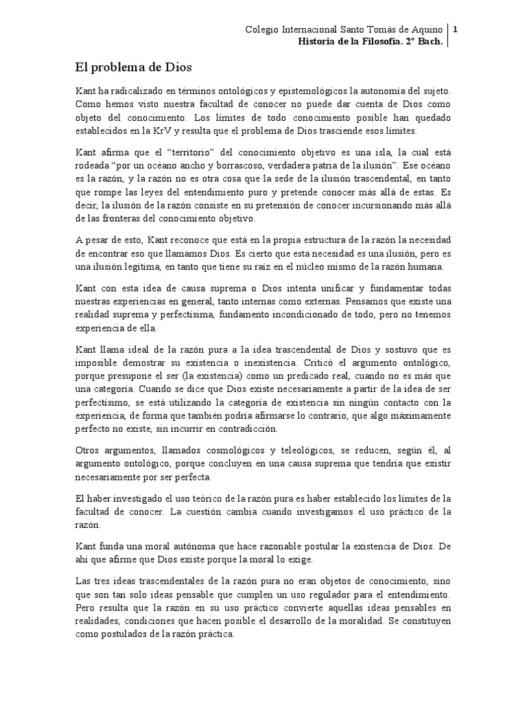 Kant y la necesidad de Dios en la moralidad | PDF | Immanuel Kant ...