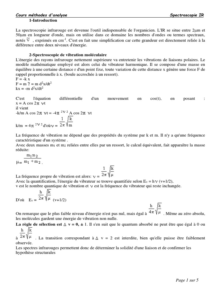 Cours SpectroIR | PDF | Infrarouge | Spectroscopie infrarouge