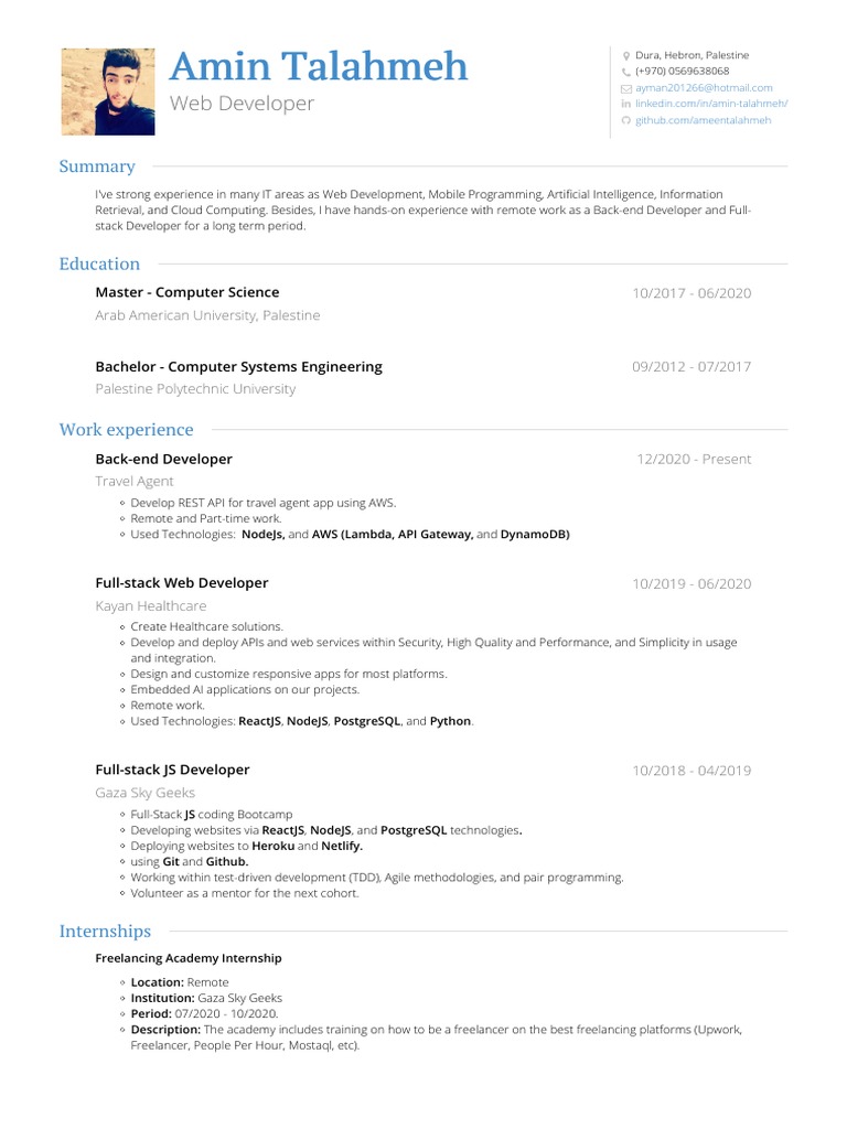 Amin Talahmeh Amin Talahmeh: Web Developer | PDF | Web Application | Model–View–Controller
