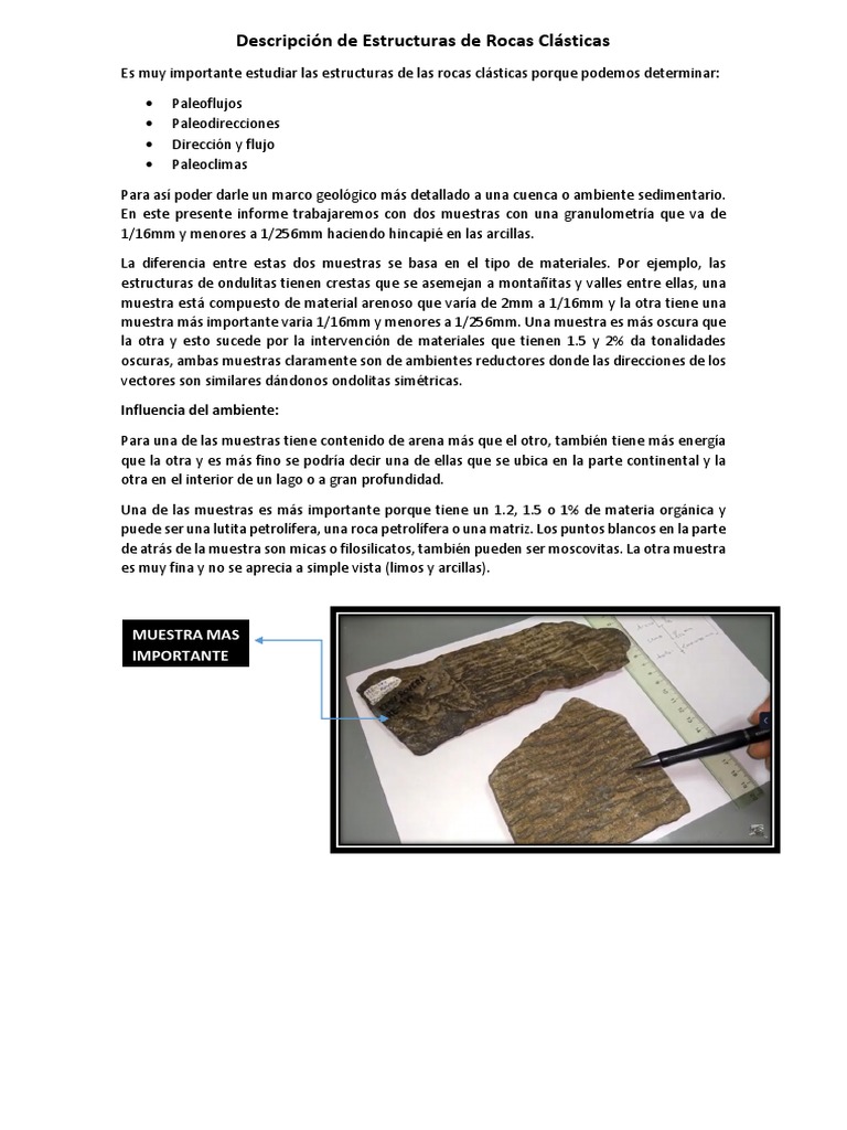 Descripción de Estructuras de Rocas Clásticas | PDF | Roca clástica ...