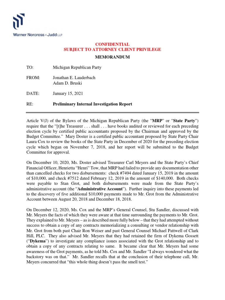 Preliminary Internal Investigation Report | PDF | Evidence | Campaign ...