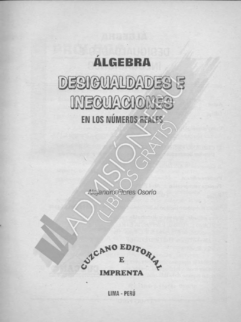 ALGEBRA CUZCANO - Desigualdades E Inecuaciones Red | PDF