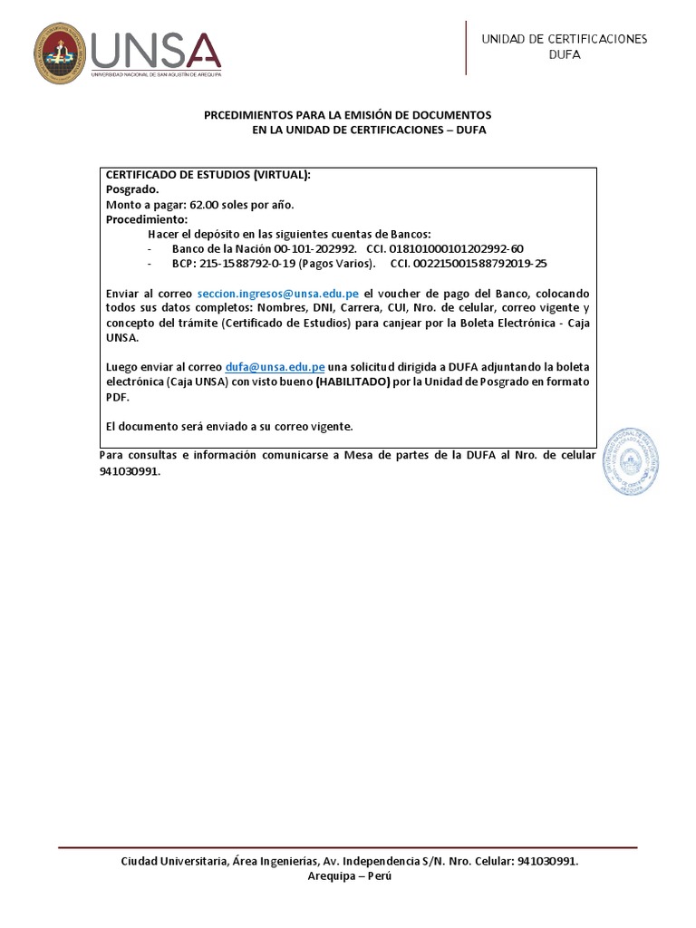 Certificado de Estudios Posgrado | PDF