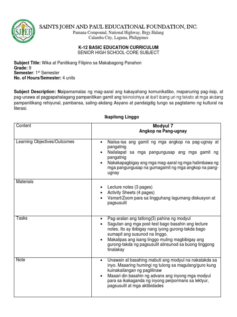 Halimbawa NG Learning Objectives Filipino PDF, 44% OFF