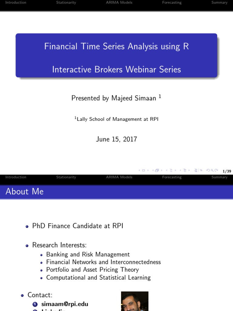 Financial Time Series Analysis in R | PDF | Autoregressive Integrated ...
