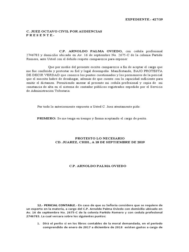 Aceptacion de Cargo de Perito | PDF