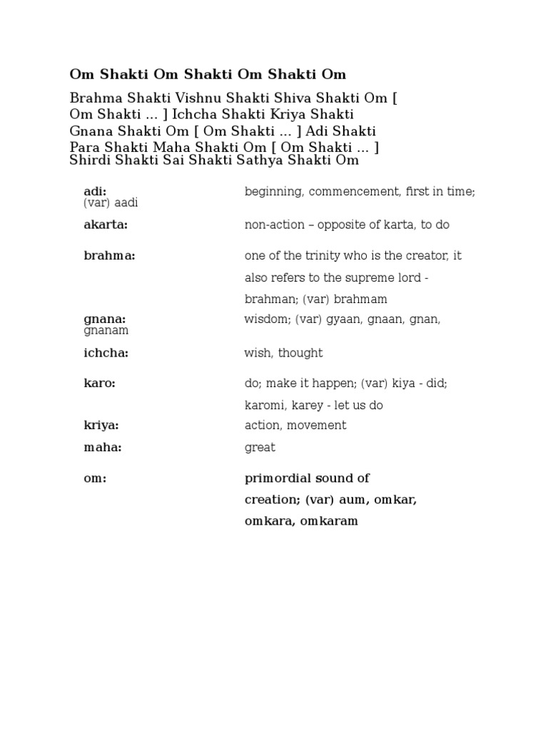 Om Shakti Mantra and Its Significance | PDF | Hindu Tantra | Hindu ...
