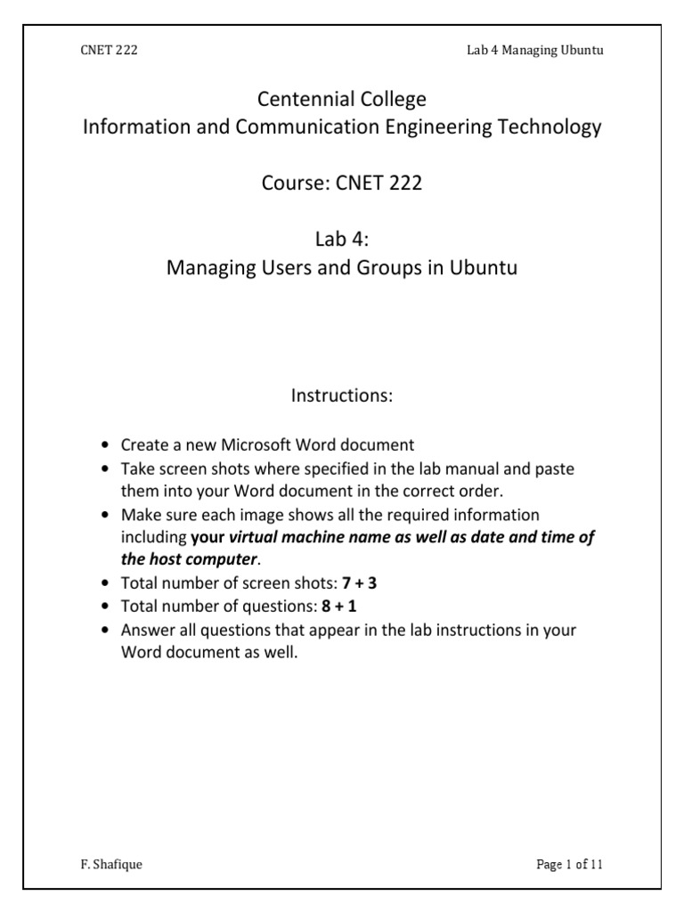Lab04 - Ubuntu - UserAndGroups | PDF | Superuser | Command Line Interface