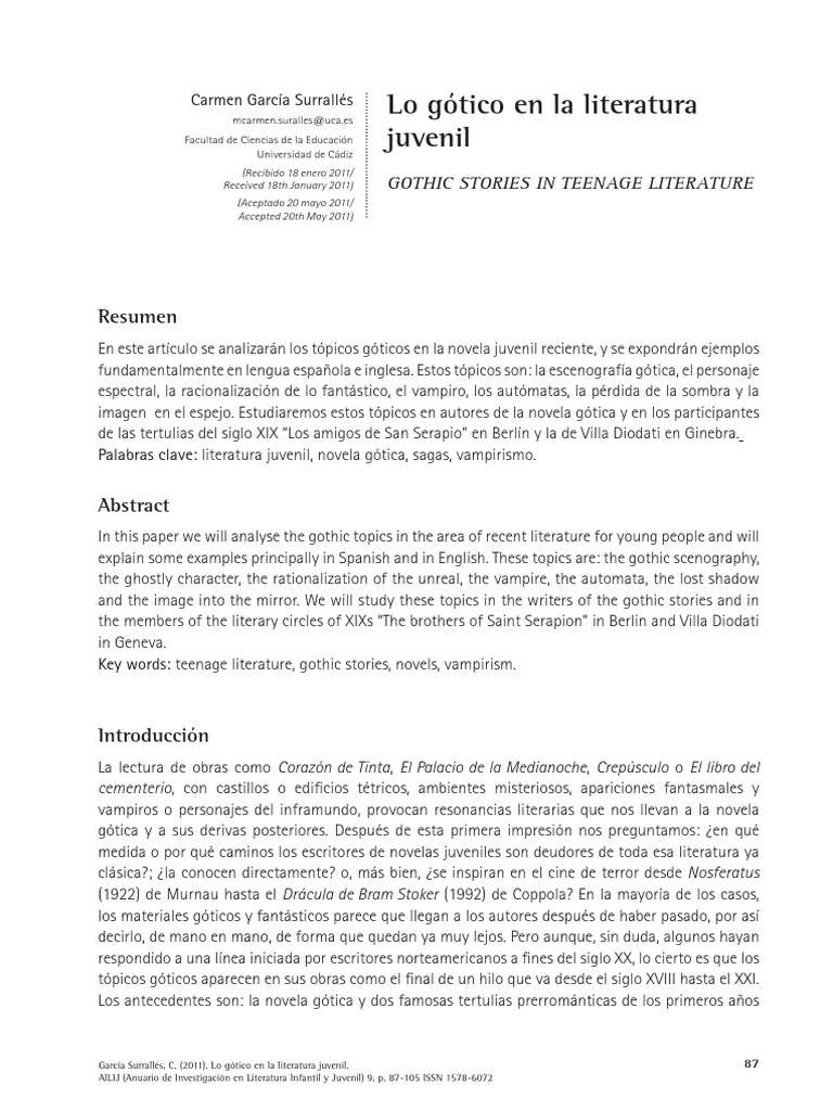 Gótico en La Literatura Juvenil | PDF | Mary Shelley | Vampiros
