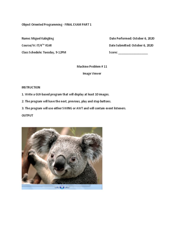 Object Oriented Programming Final Exam Part 1 Pdf Computing