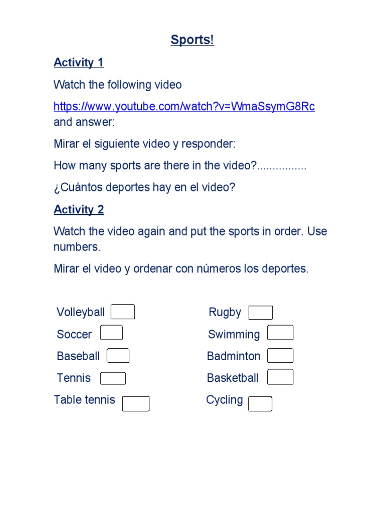 Sports Video Activities for Learning | PDF