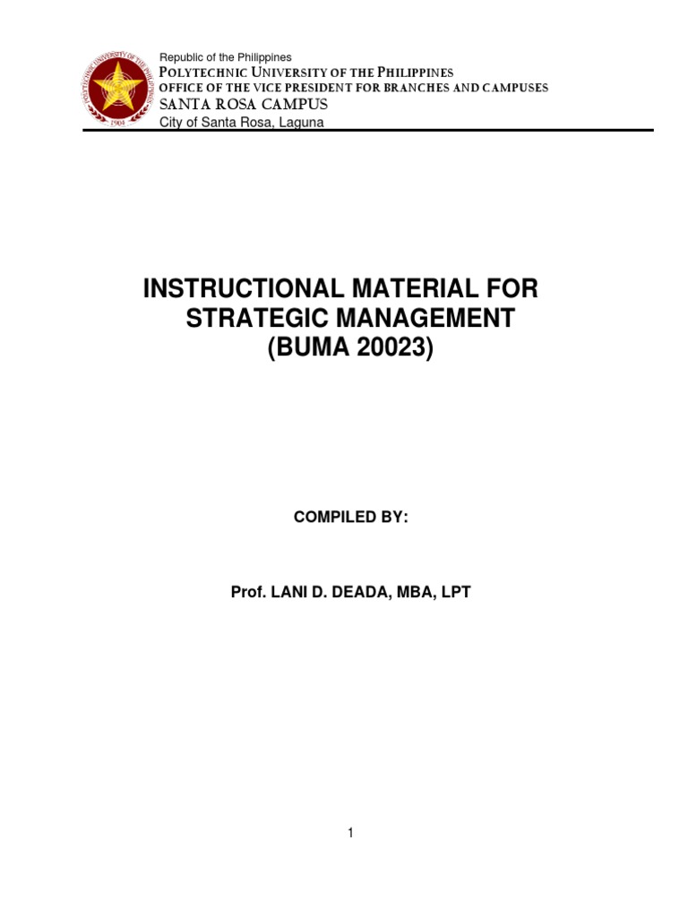 BUMA 20023 - Strategic Management | PDF | Strategic Management | Marketing